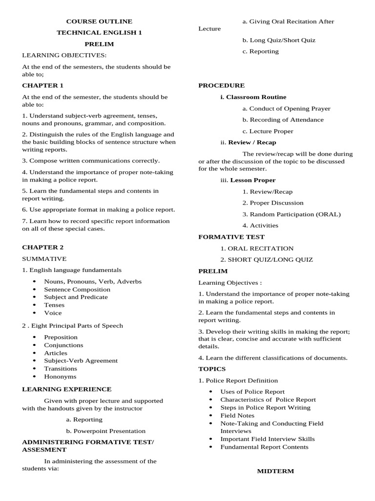 CFLM 2 Outline | PDF