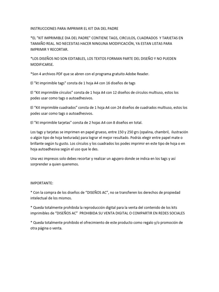 Instrucciones Para Imprimir El Kit Dia Del Padre Tags Circulos