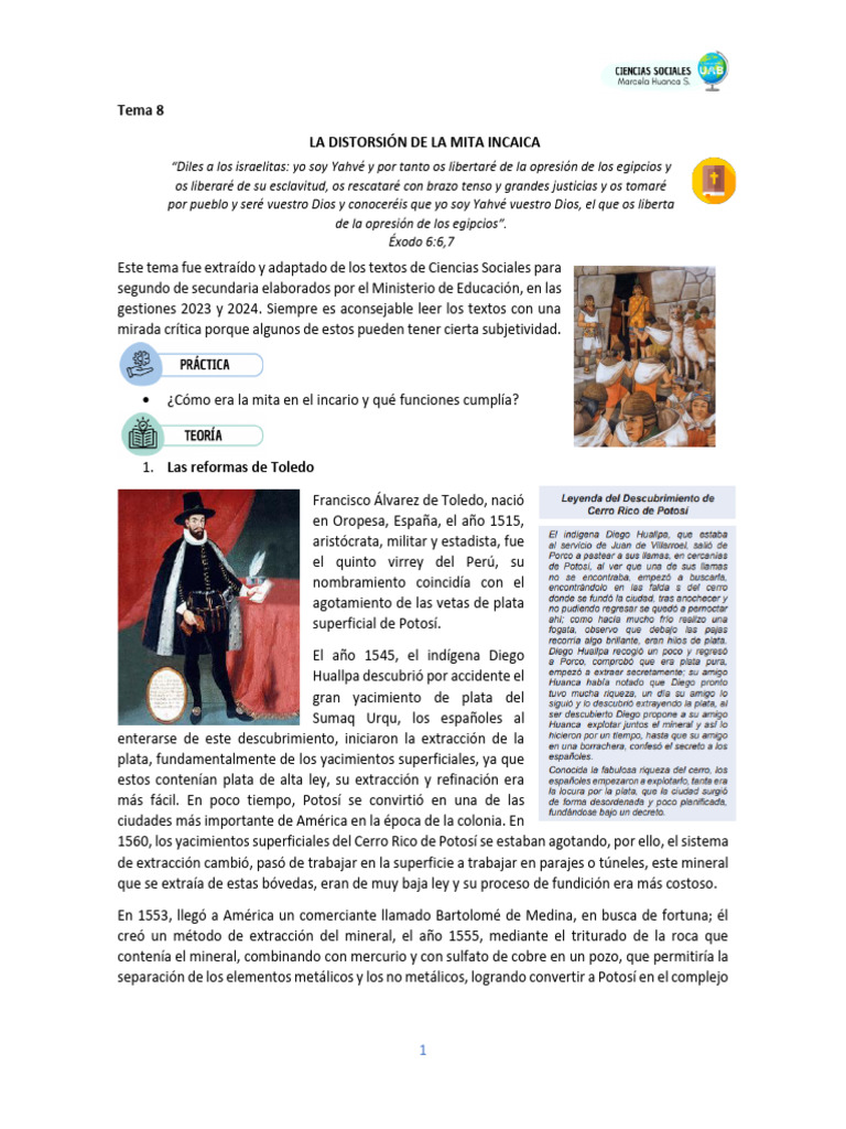 Ciencias Sociales - Tema 8 - Mita Colonial | PDF
