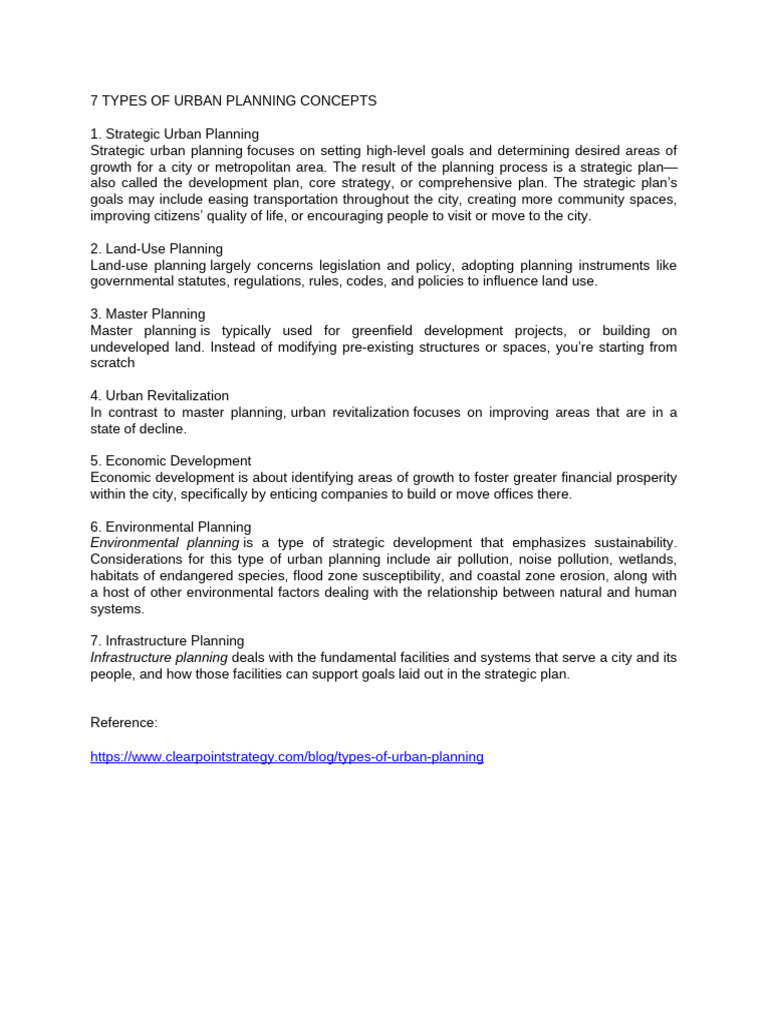 7 Types of Urban Planning Concepts | PDF