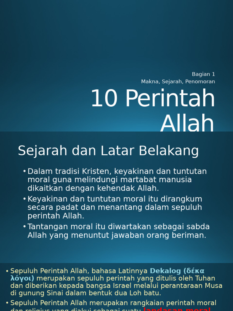 10 Perintah Allah (Bag 1) | PDF