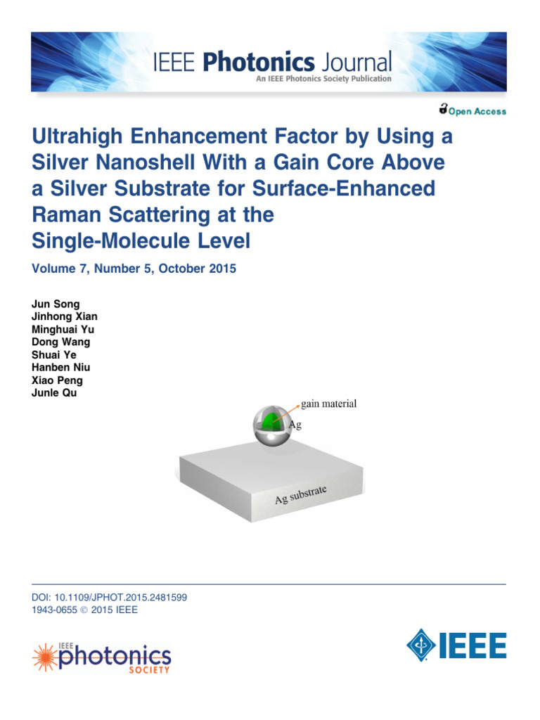 Ultrahigh Enhancement Factor by Using A Silver Nanoshell With A Gain Core Above A Silver ...