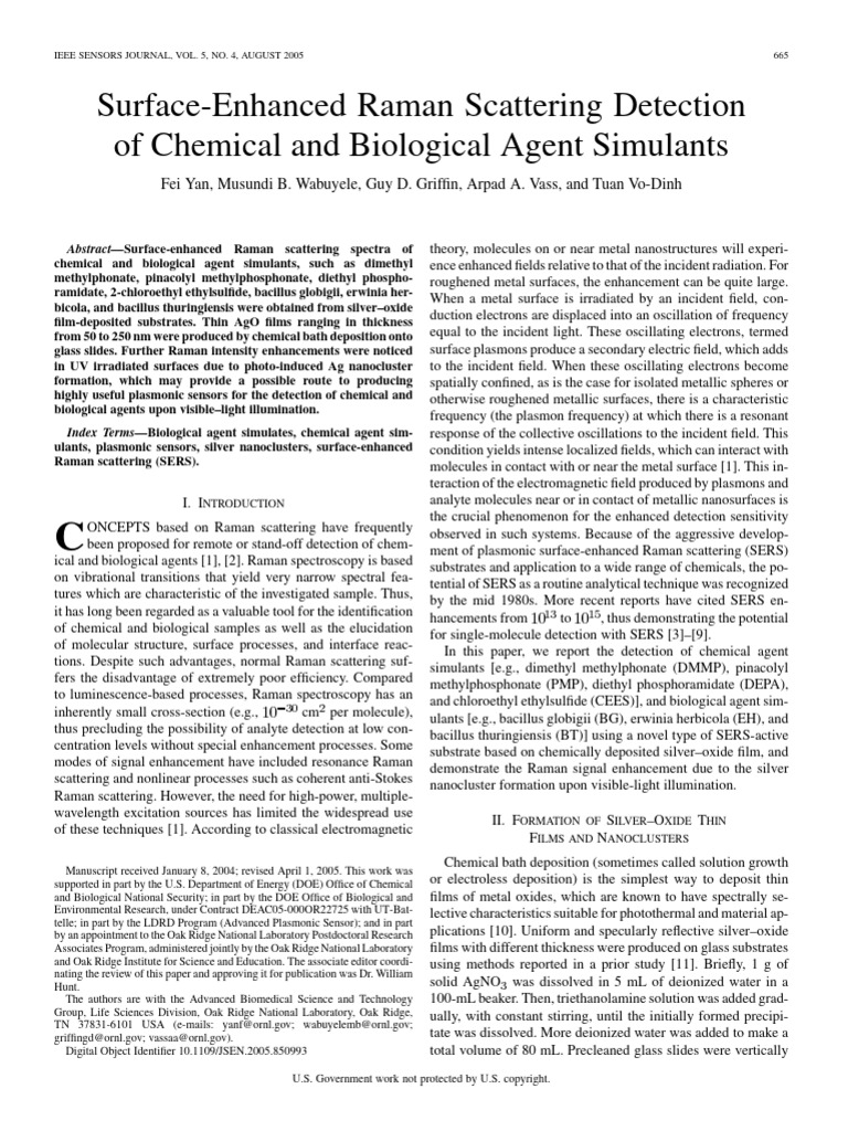 Surface-Enhanced Raman Scattering Detection of Chemical and Biological ...