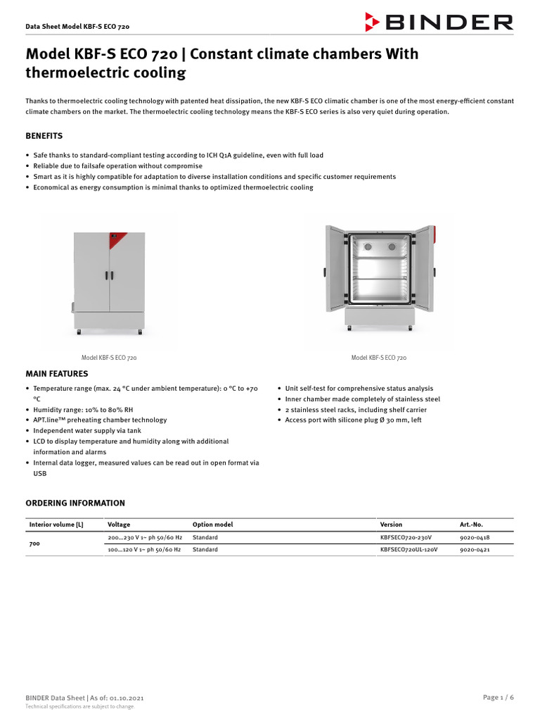 Data Sheet Model KBF-S ECO 720 (Preview) en | PDF