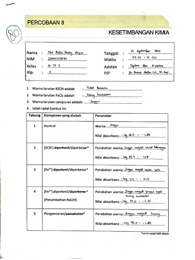 Laprak 8 Kesetimbangan Kimia | PDF