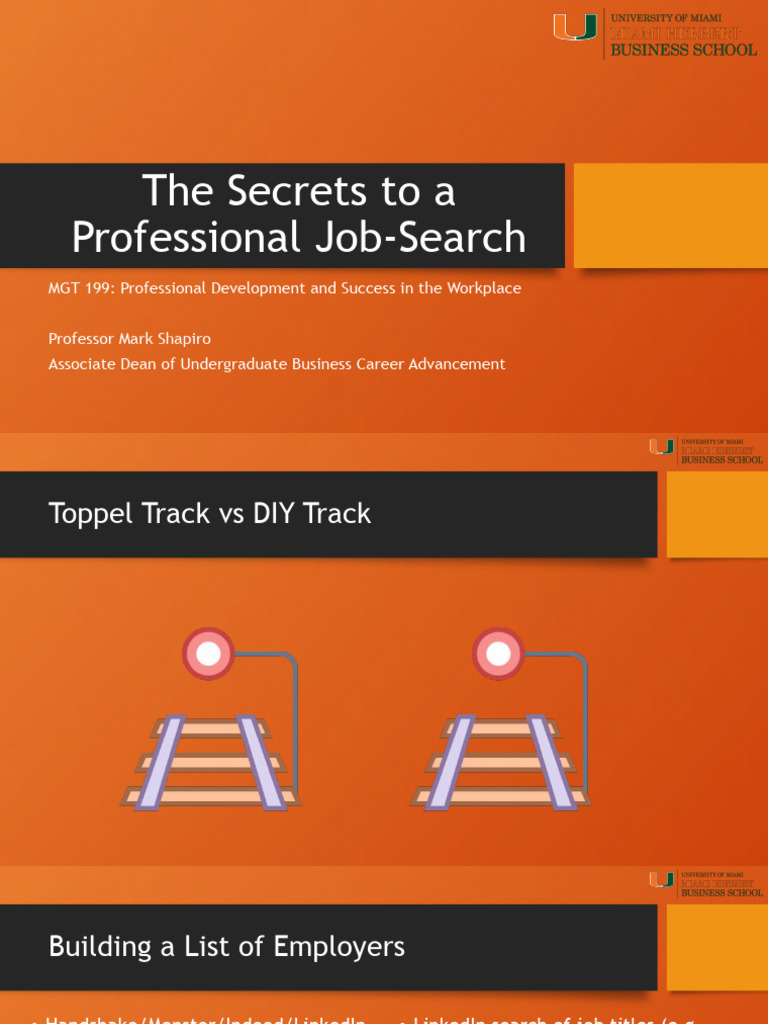 The Secrets To A Professional Job-Search (MGT 199 2024) - Tagged | PDF