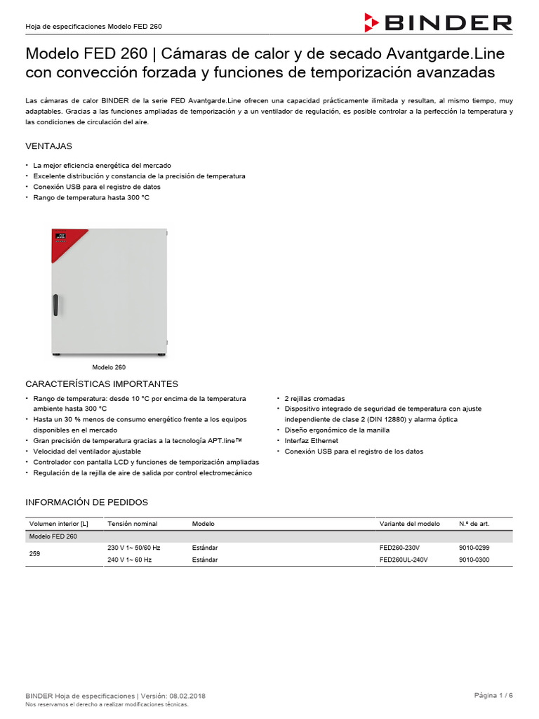Data Sheet Model FED 260 es | PDF