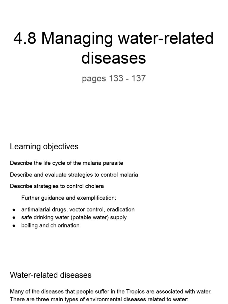 4.8 Managing water-related diseases | PDF 4.8 Managing water-related diseases | PDF