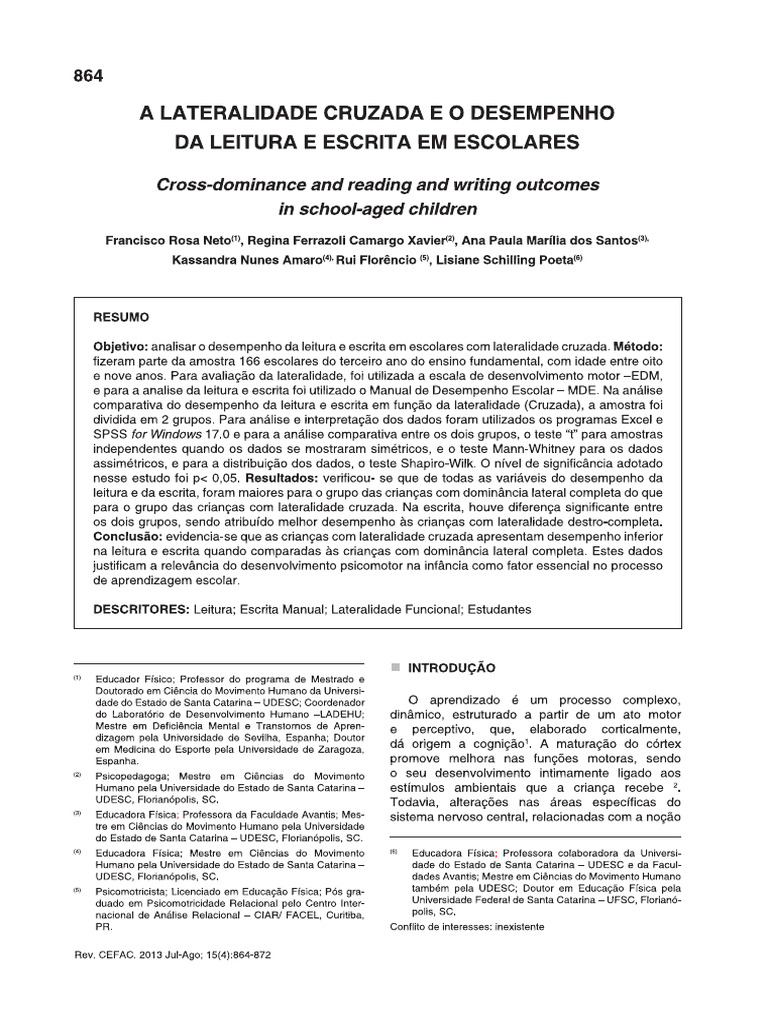Material Complementar Lateralidade Cruzada | PDF