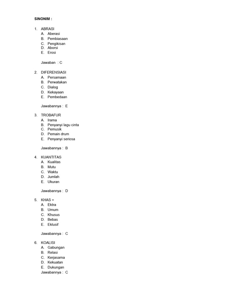 Soal Sinonim | PDF