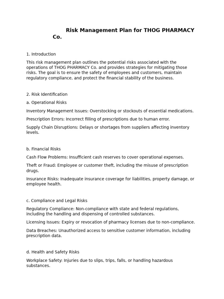 Risk Management Plan | PDF