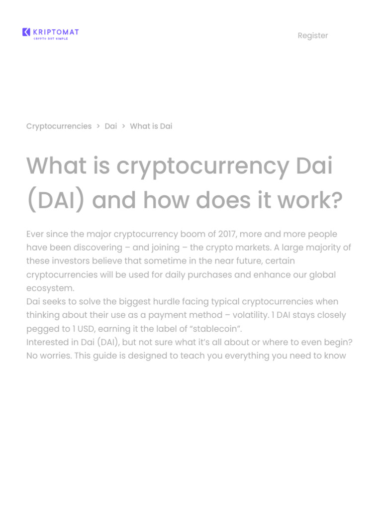 What Is Dai & How Does It Work - Who Created DAI | PDF