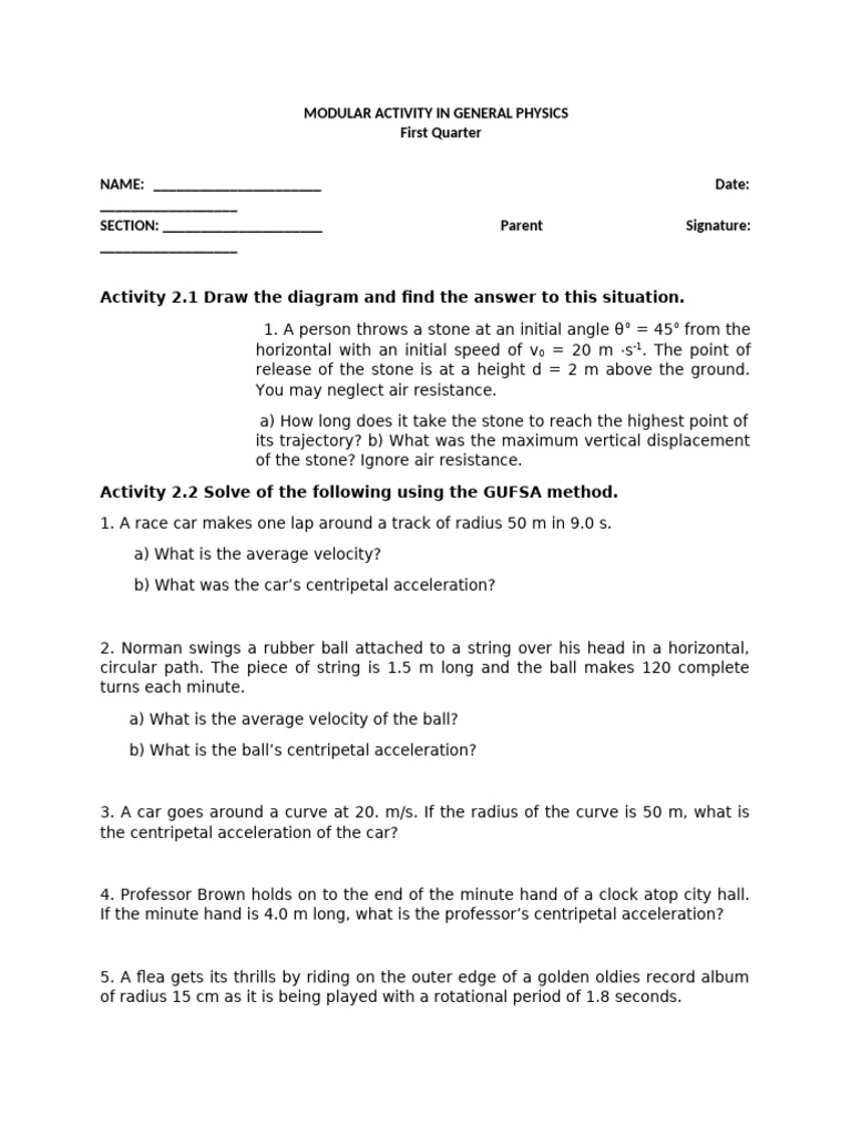 Modular Activity in General Physics 2.1 2 | PDF