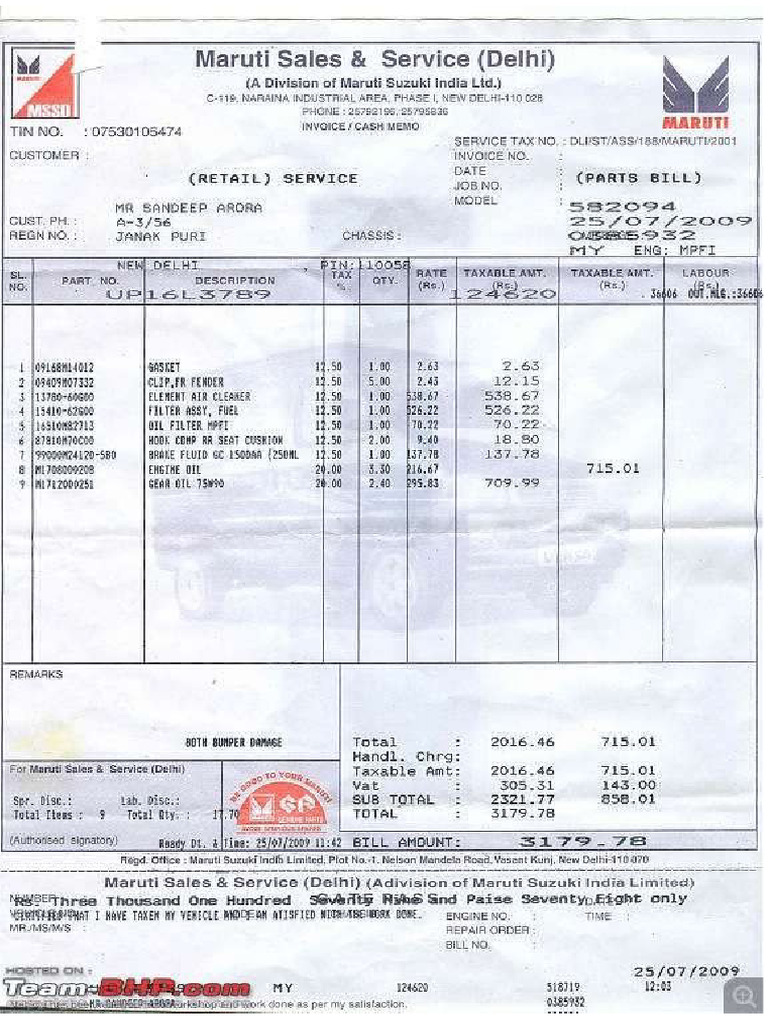 Car Bill | PDF