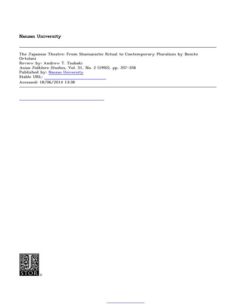 The Japanese Theatre - From Shamanistic Ritual To Contemporary ...