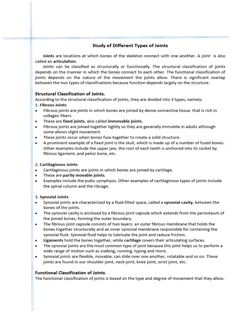 G11 - Bio - Pract - Study of Different Types of Joints | PDF | Joint ...