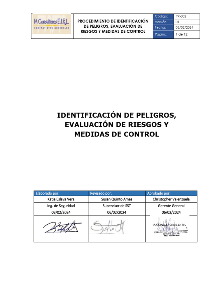 PR-002 Procedimiento - IPERC | PDF