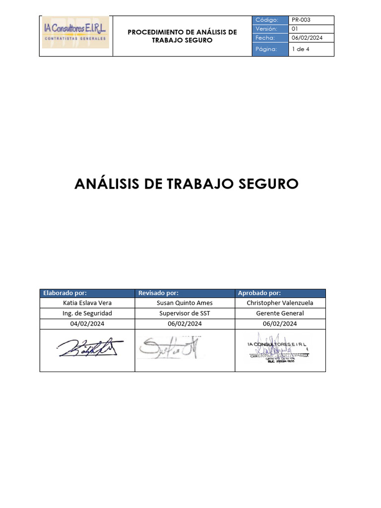 PR-003 Procedimiento de ATS | PDF