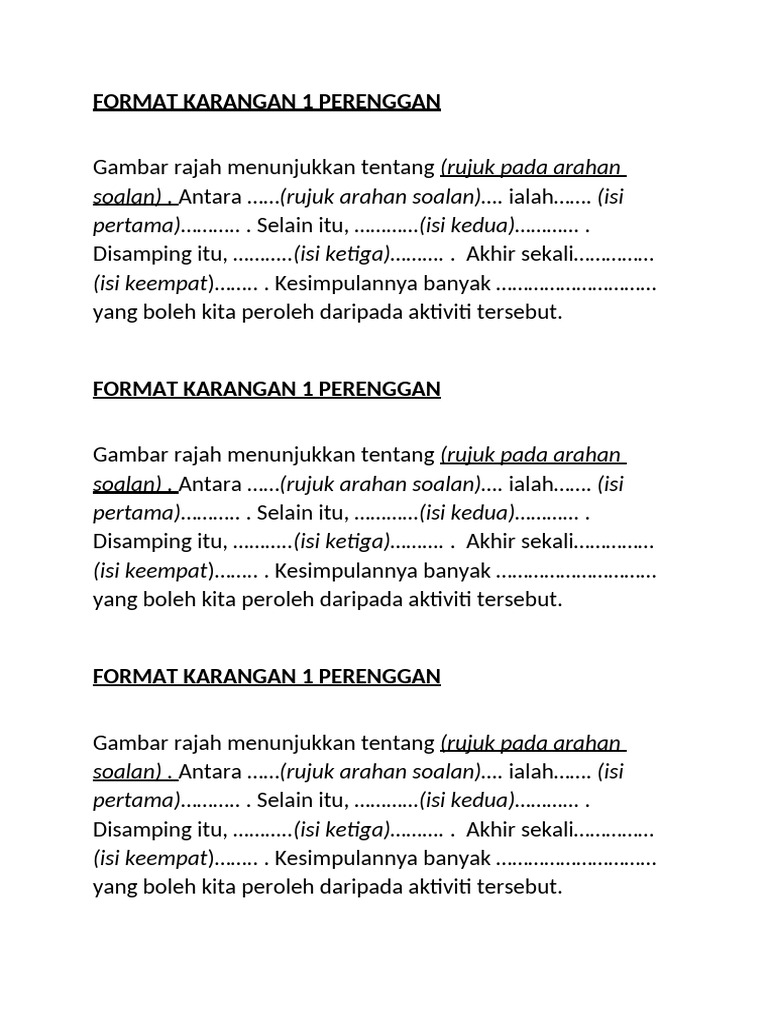 Format Karangan 1 Perenggan | PDF