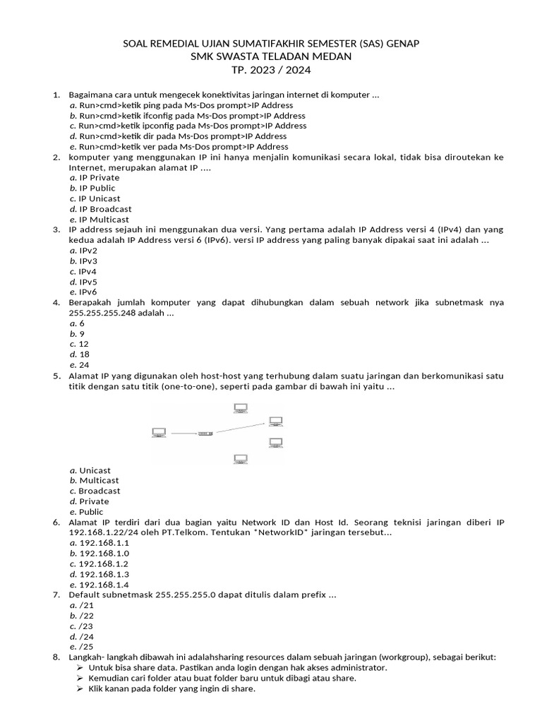 Soal SAS Kisi-Kisi DTJKJ Genap 2024 | PDF