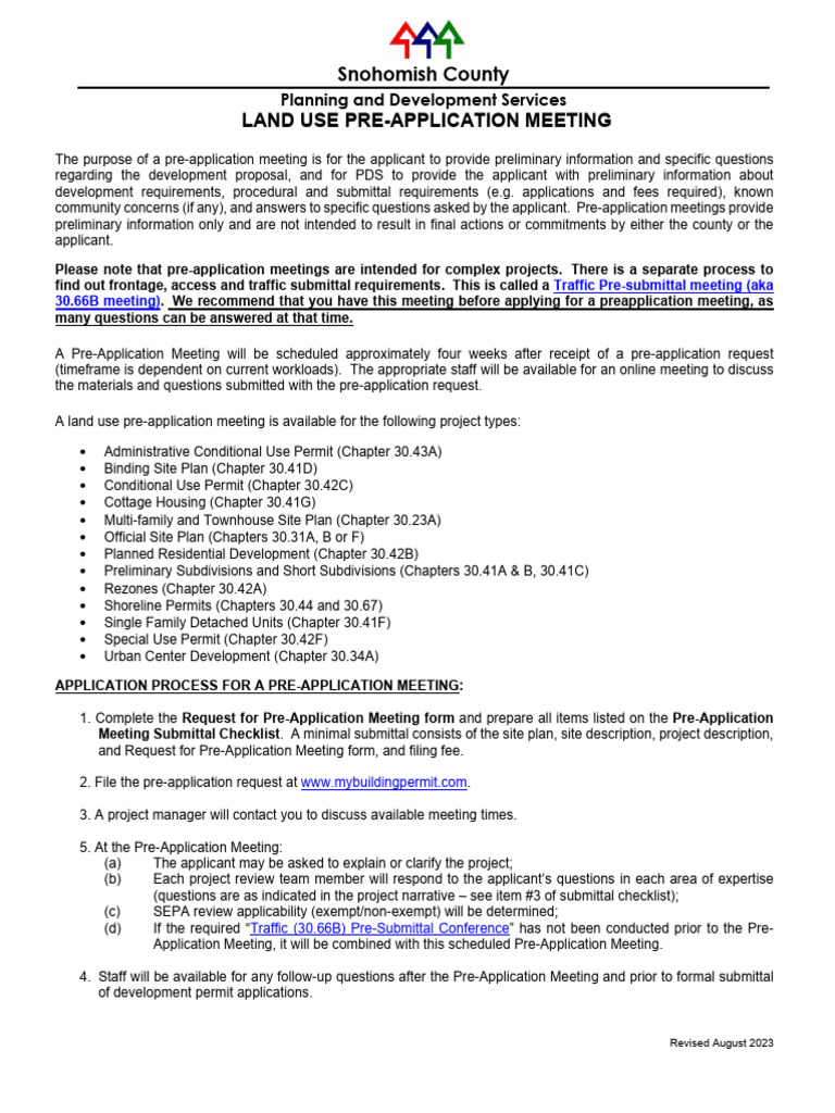 Land Use Pre-Application Meeting Submittal Checklist ...