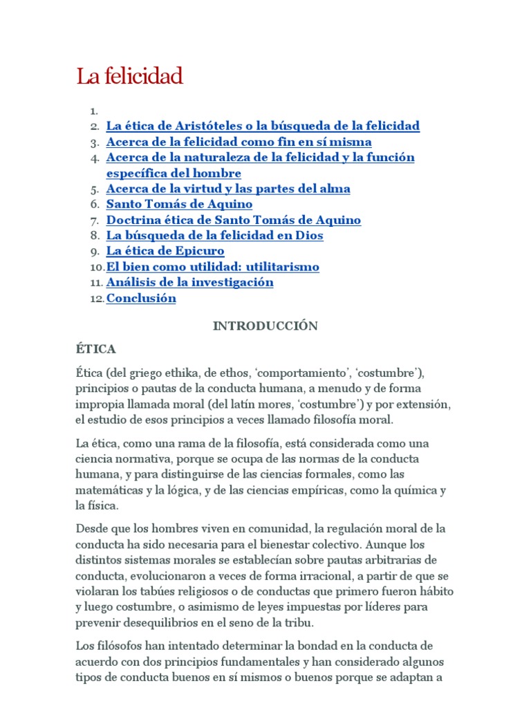 La Felicidad | PDF | Felicidad | Aristóteles
