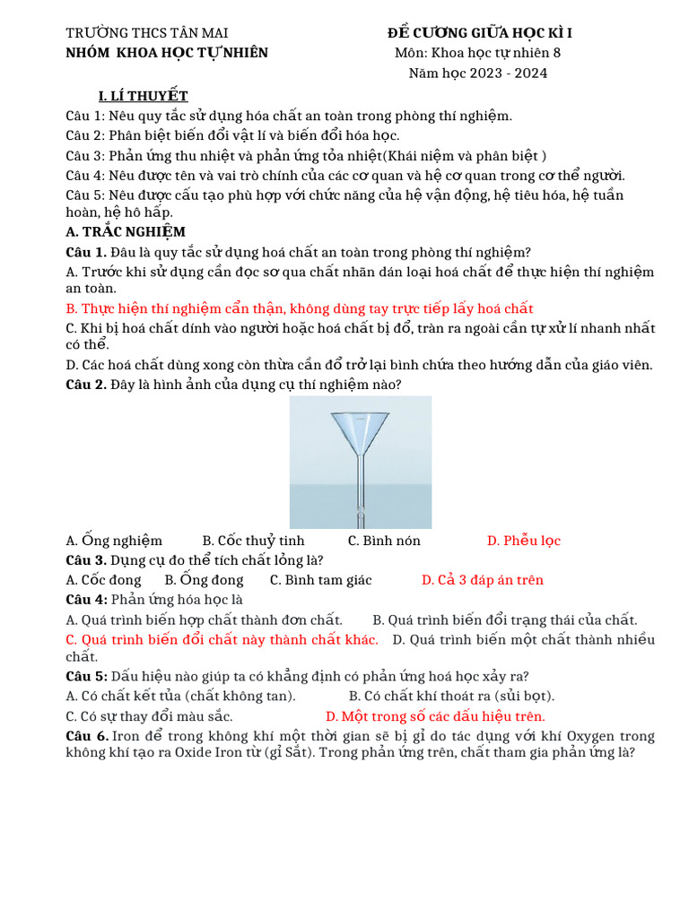 Nhóm Khoa H C T Nhiên Đ C Nggiahckì I: B.Thchinthínghimcnthn, Khôngdùngtaytrctiplyhoácht | PDF