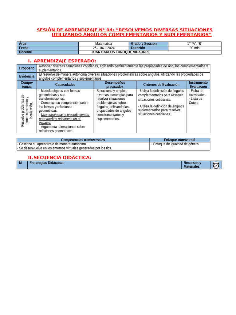 1°-Sesion 4-Ua2 | PDF