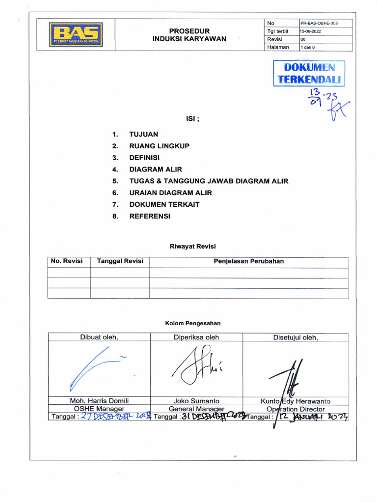 PR BAS OSHE 005 Prosedur Induksi Karyawan | PDF