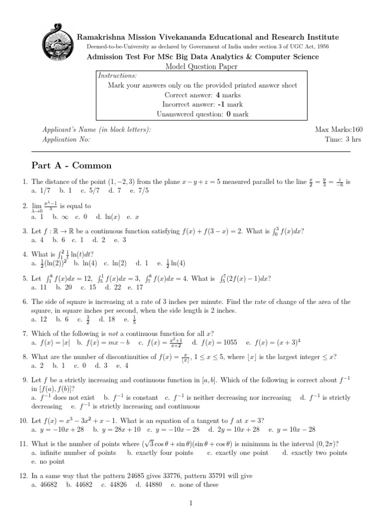 Model Question Paper-2024 | PDF