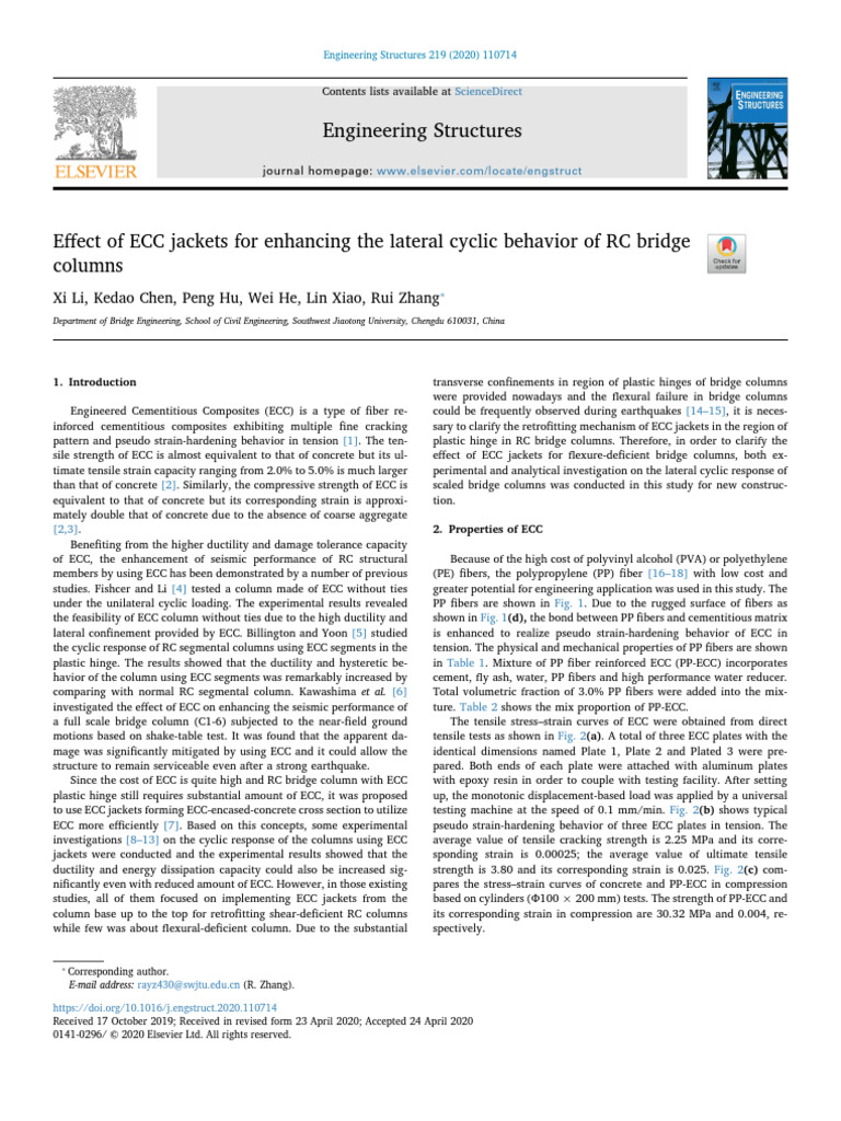 5 (ES) Effect of ECC Jackets For Enhancing The Lateral Cyclic Behavior of RC Bridge Columns | PDF