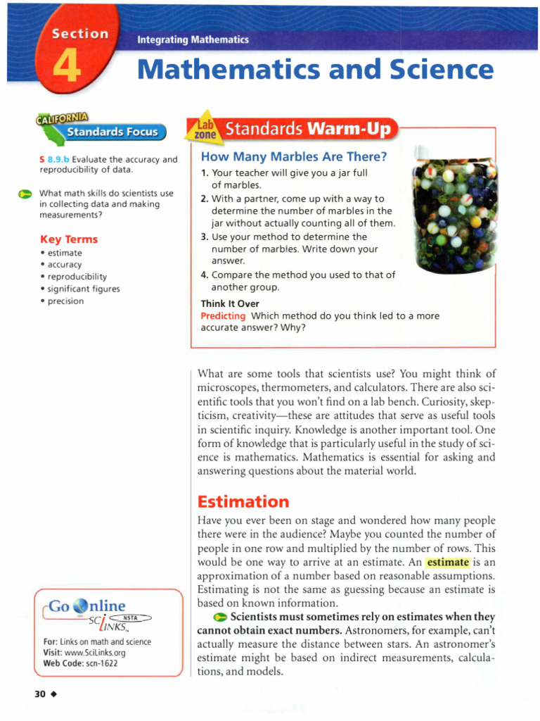 Chapter 1 Section 4 Math & Science | PDF | Significant Figures | Accuracy And Precision