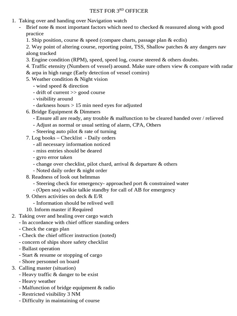 Test For 3rd Officer | PDF