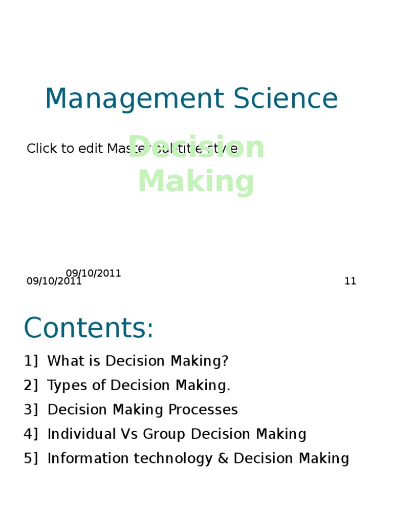 Decision Making | PDF | Choice | Decision Making