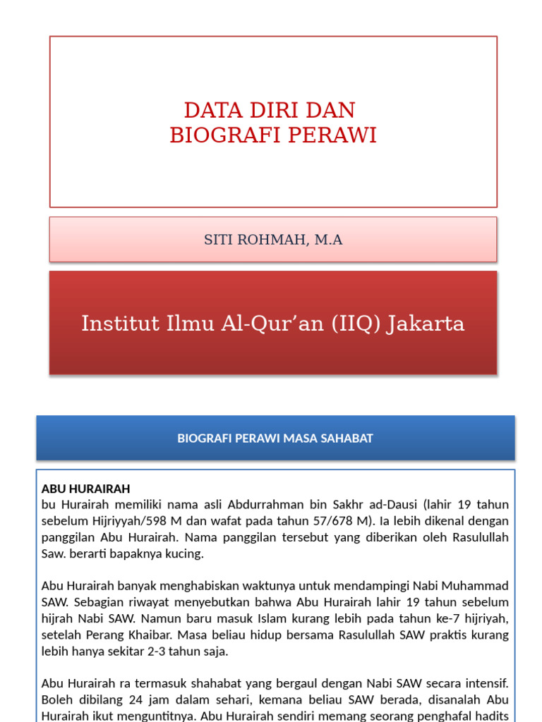 Data Diri & Biografi Perawi | PDF