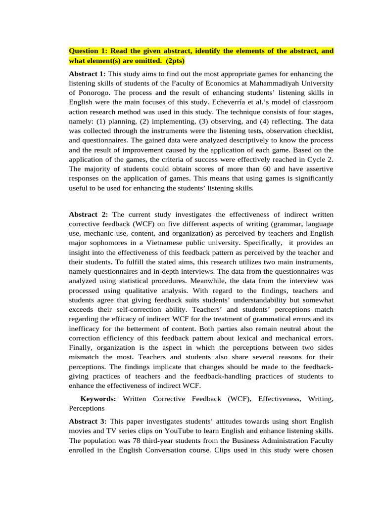 Final Practice Q1 Abstract | PDF