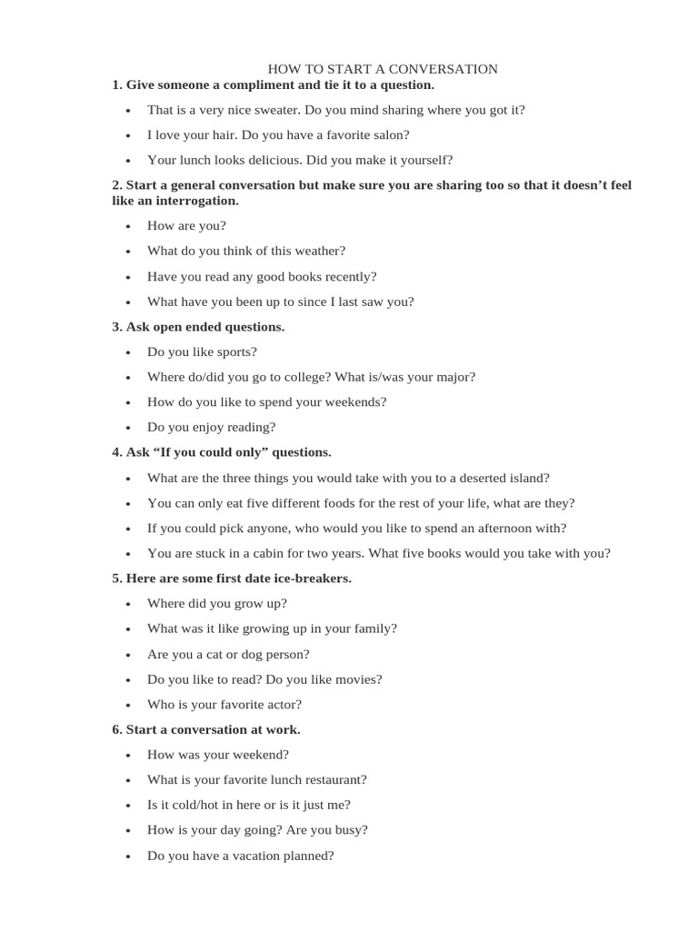 How To Start A Conversation | PDF