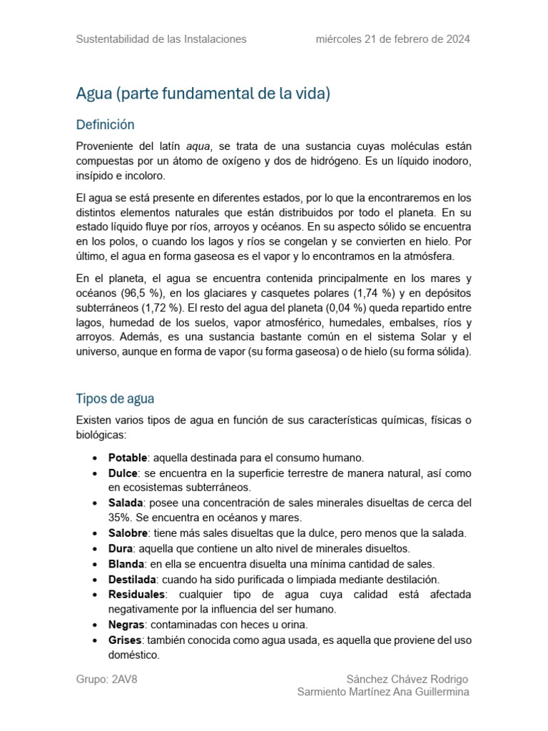 Investigación Sobre El Agua (Sustentabilidad de Las Instalaciones) | PDF