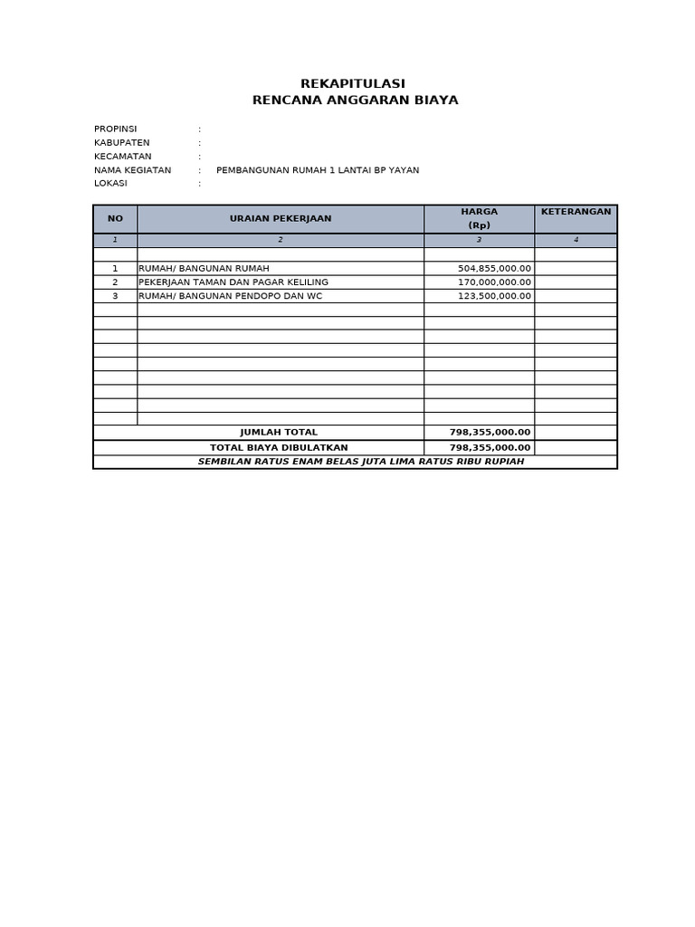 Rab Rumah Bp. Yayan | PDF