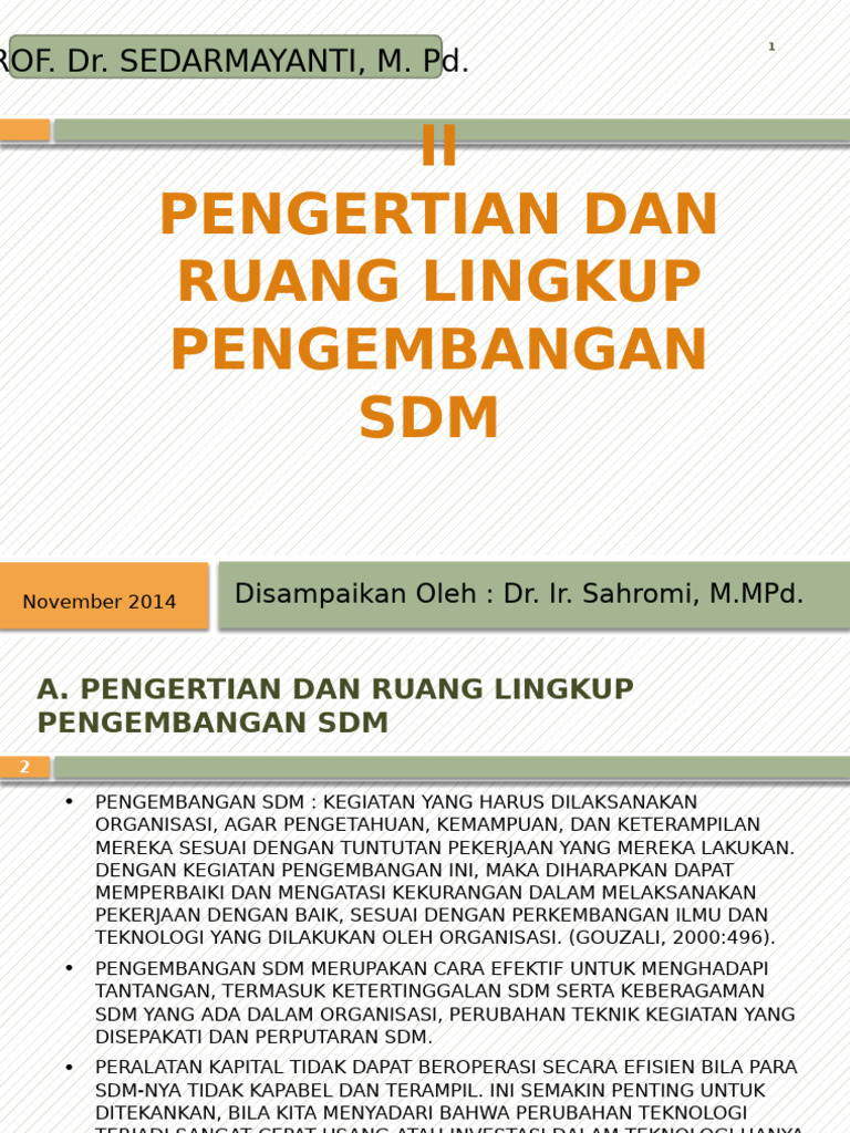 Bab Ii - Pengertian Dan Ruang Lingkup Pengembangan SDM | PDF