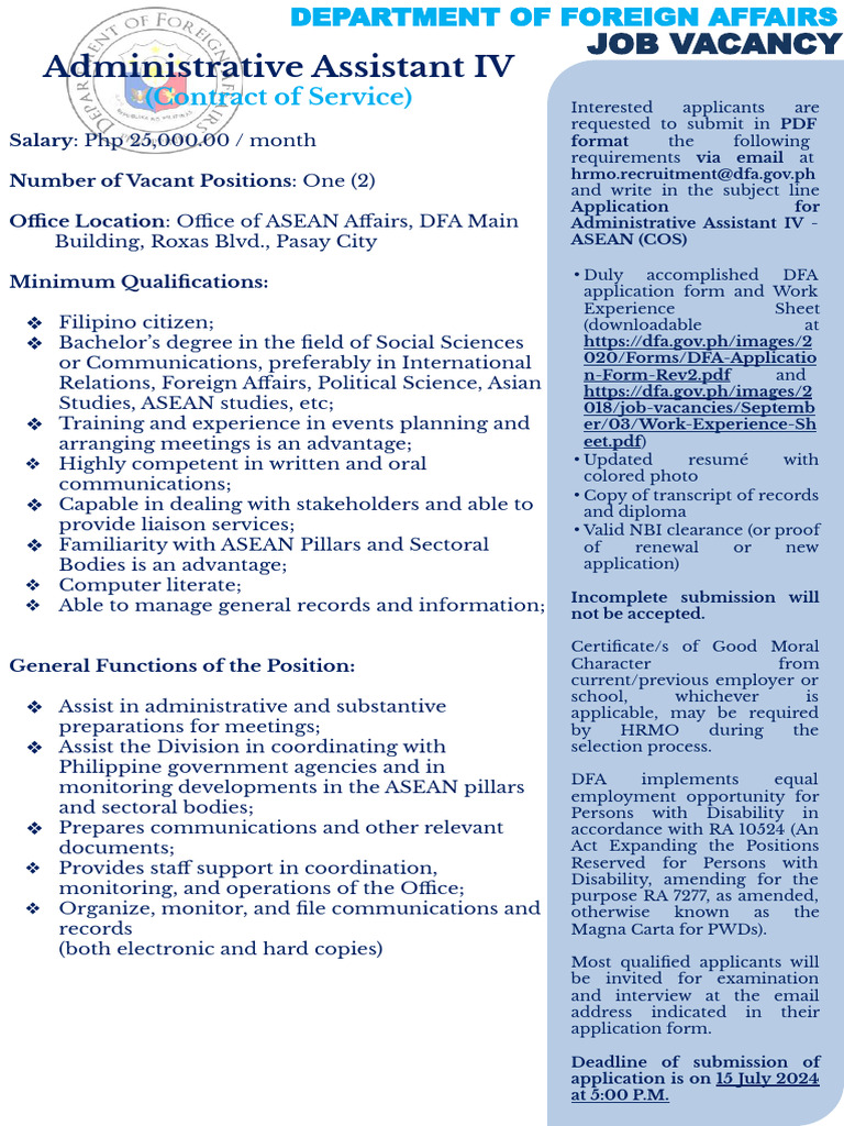 Administrative Assistant IV - ASEANpptx | PDF