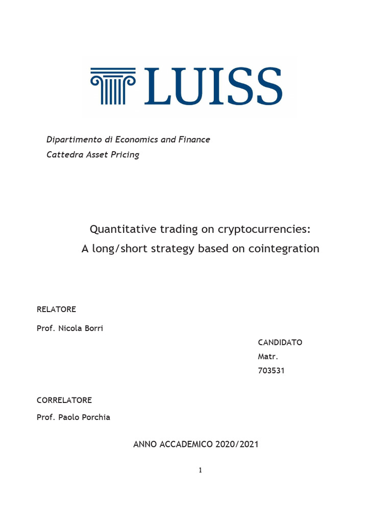 Quantitative Trading On Cryptocurrencies | PDF