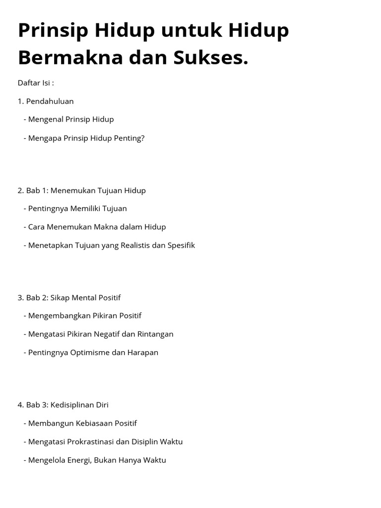 Prinsip Hidup Yang Bermakna Dan Sukses | PDF | Career & Growth | Lifestyle