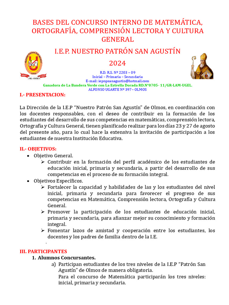 Bases de Concurso de Matematica Ortografia y Comprension Lectora | PDF