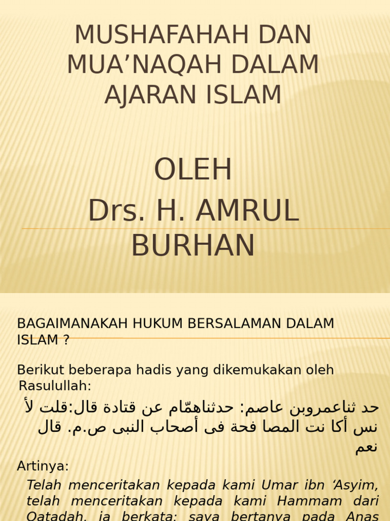 Mushafahah Dan Mua'naqah Dalam Ajaran Islam | PDF | Agama & Spiritualitas