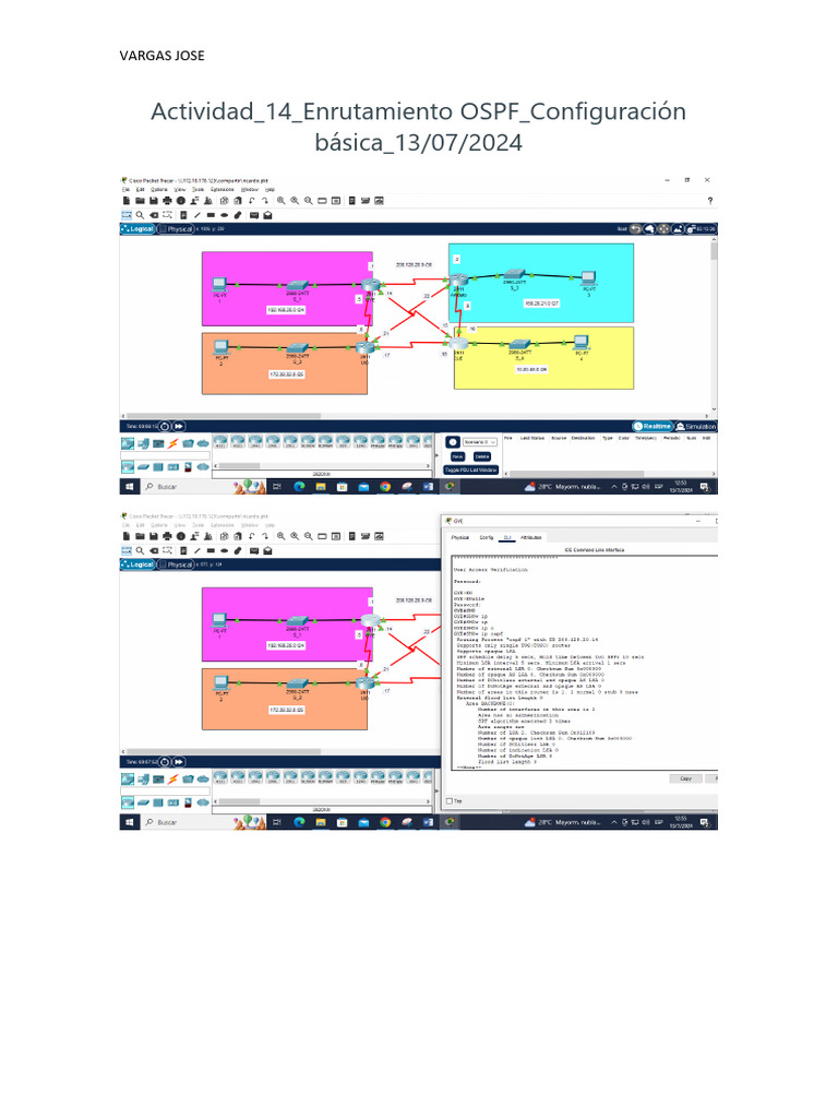 Actividad - 14 - Enrutamiento OSPF - Configuración Básica - VARGAS | PDF