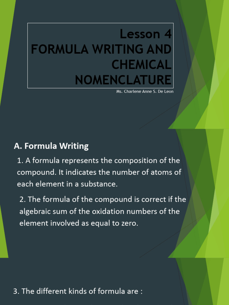 Formula Writing and Chemical Nomenclature | PDF