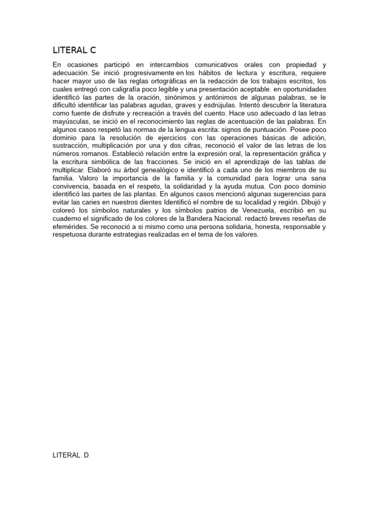 3ERO A Modelos de Literales | PDF