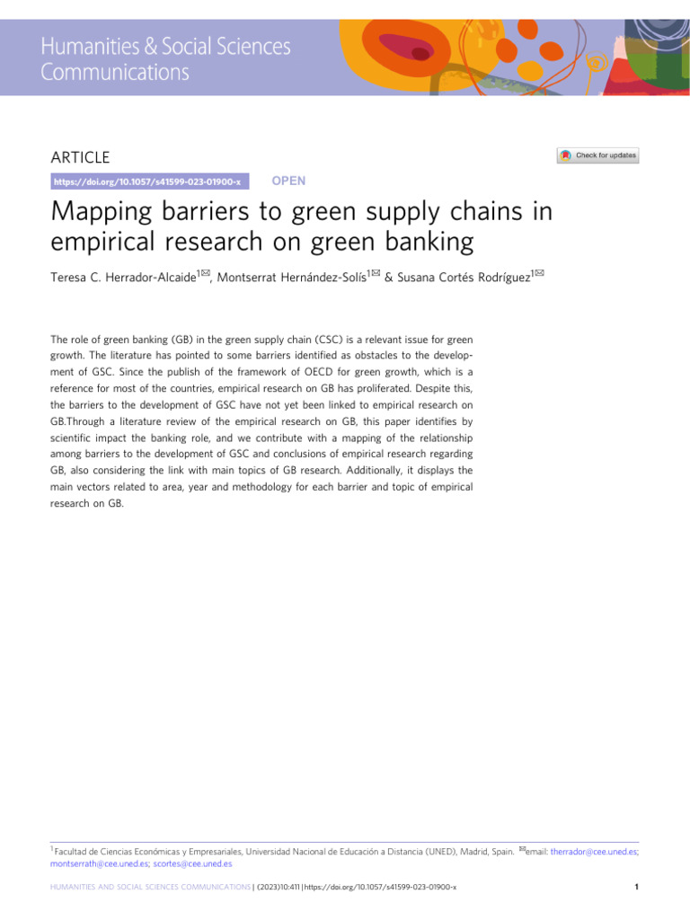 Alcaíde, Solis e Rodrigues - 2023 - Mapping Barriers To Green Supply Chains in Green Banking ...