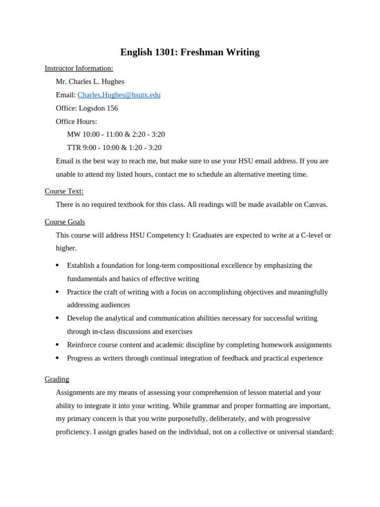 ENGL 1301 Fall 2024 Syllabus-1 | PDF
